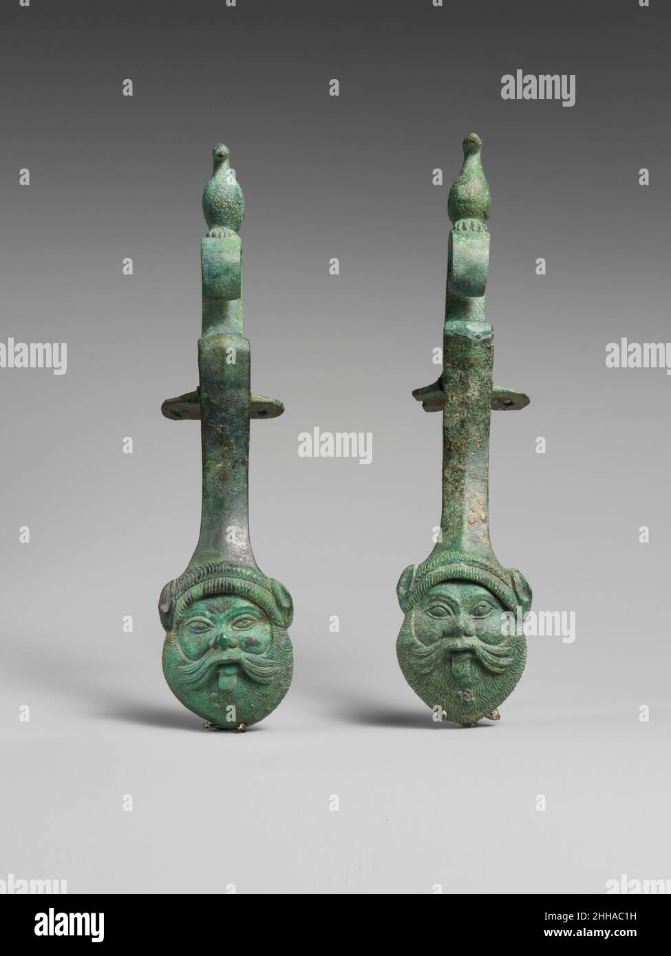 Pair of bronze amphora (jar) handles 5th century B.C. Etruscan These ...
