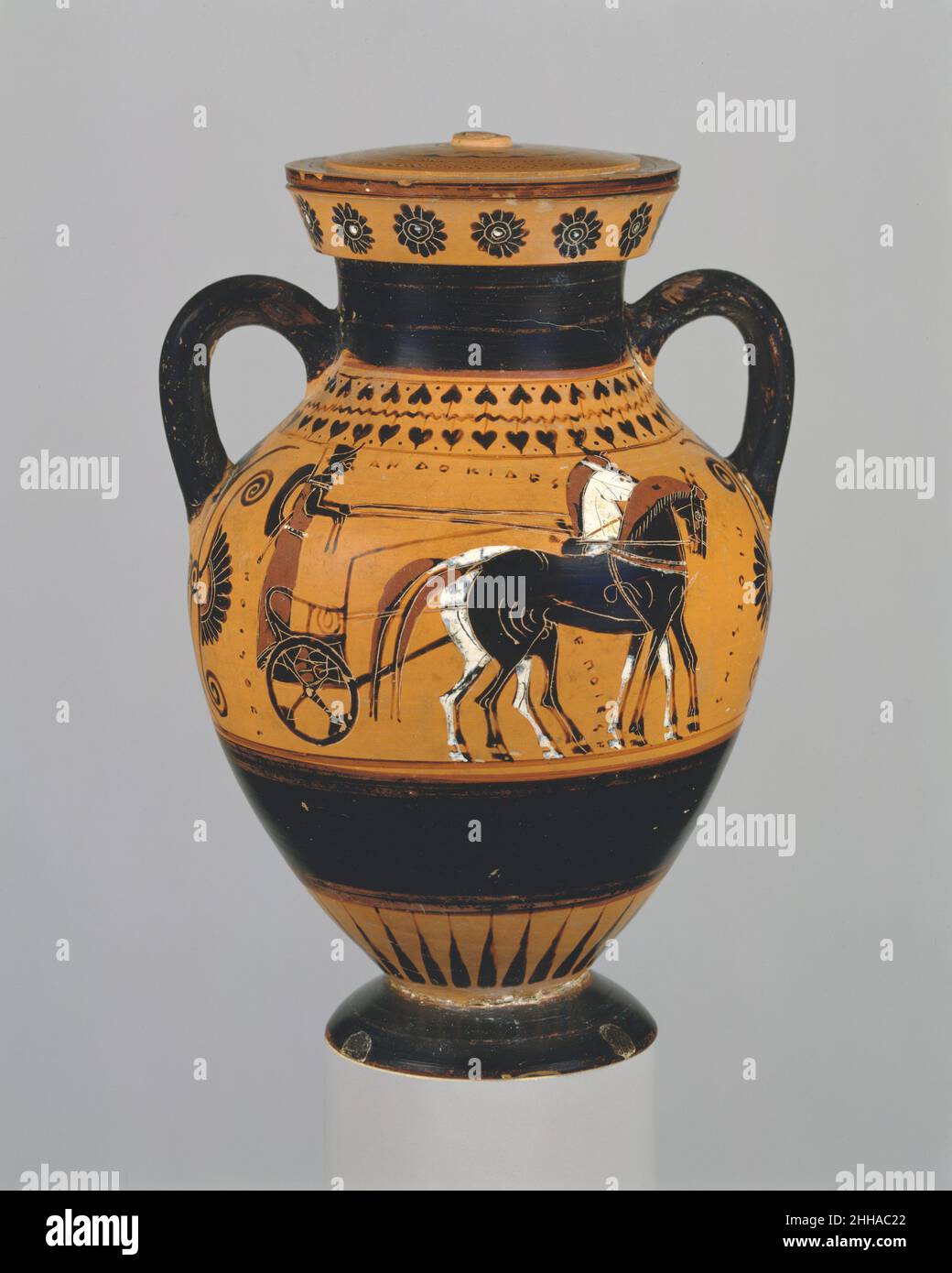 Terracotta amphora (jar) ca. 540 B.C. Signed by Andokides Obverse and ...