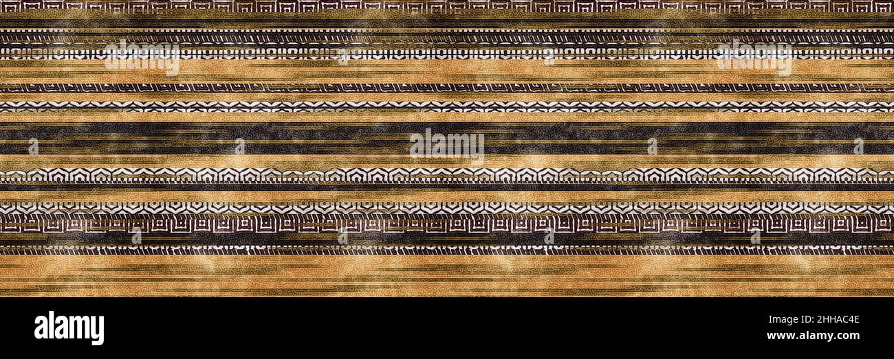 Seamless tribal ethnic stripe grungy border surface pattern design for ...
