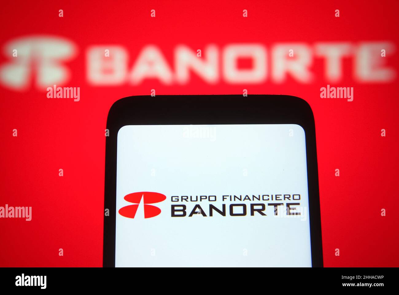 In this photo illustration, a Grupo Financiero Banorte logo is seen on ...