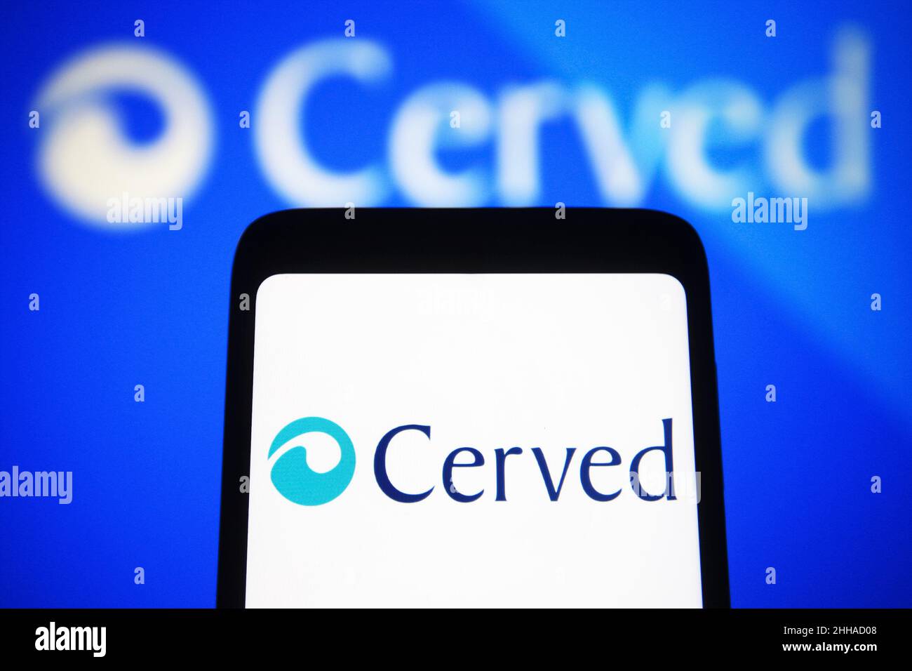 In this photo illustration, a Cerved Group logo is seen on a smartphone ...