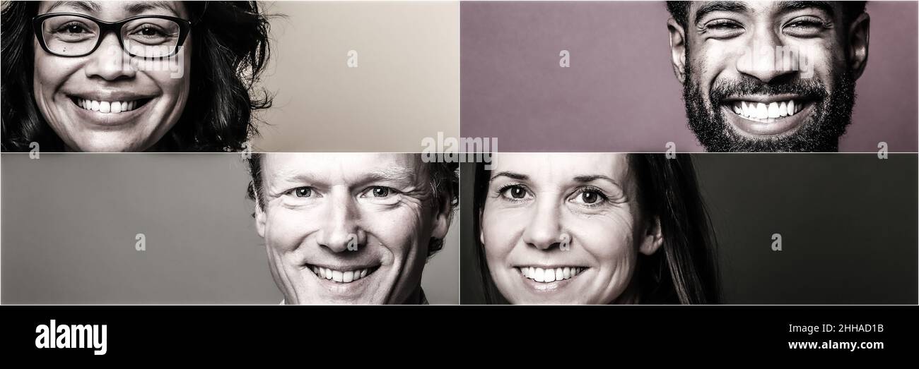 Group of people in a collage Stock Photo - Alamy