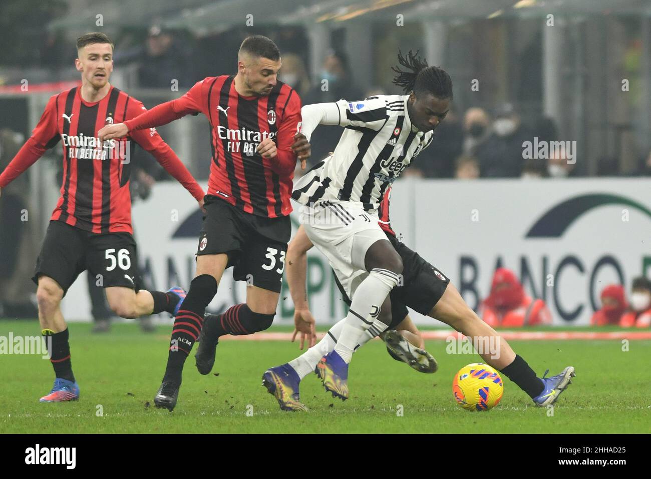 Milan, Italy. 23rd Jan, 2022. mose kean (juventus) and rade krunic ...
