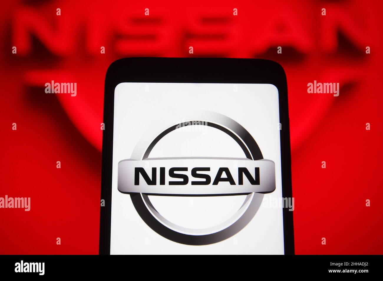 Ukraine. 23rd Jan, 2022. In this photo illustration, a Nissan Motor Corporation logo is seen on ...