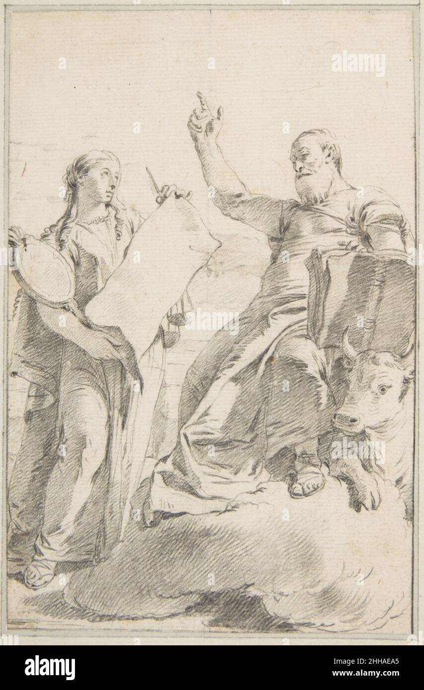 Illustration for a Book: Saint Luke with a Female Allegorical Figure ...