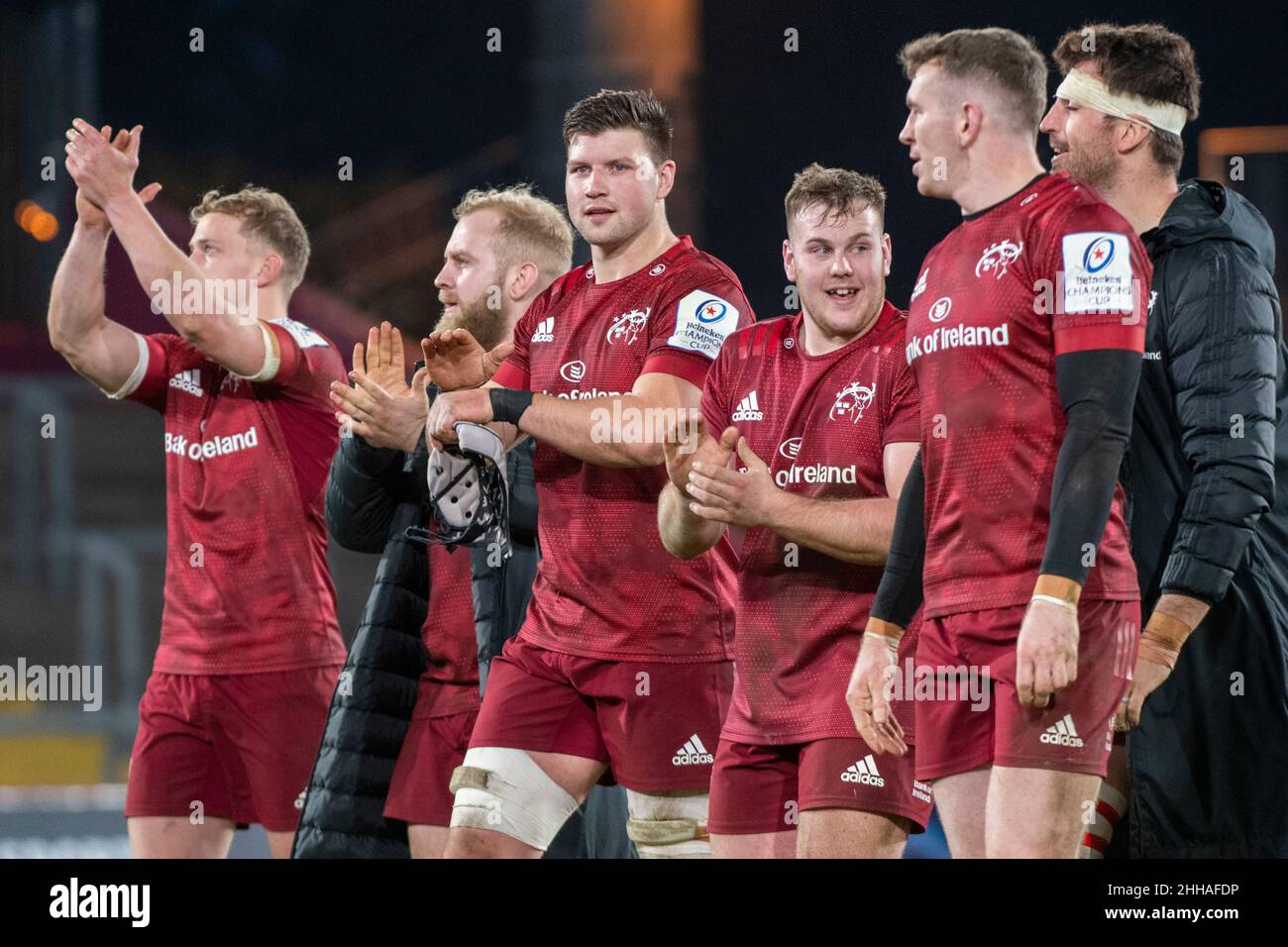 Mike HALEY of Munster, Jeremy LOUGHMAN of Munster, Fineen WYCHERLEY of ...