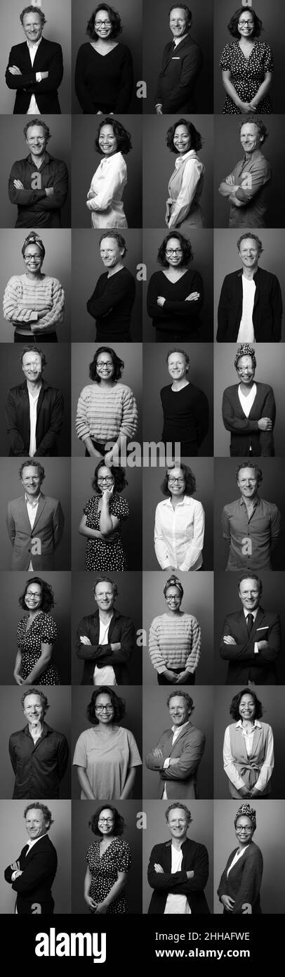 Group of people in a collage Stock Photo - Alamy