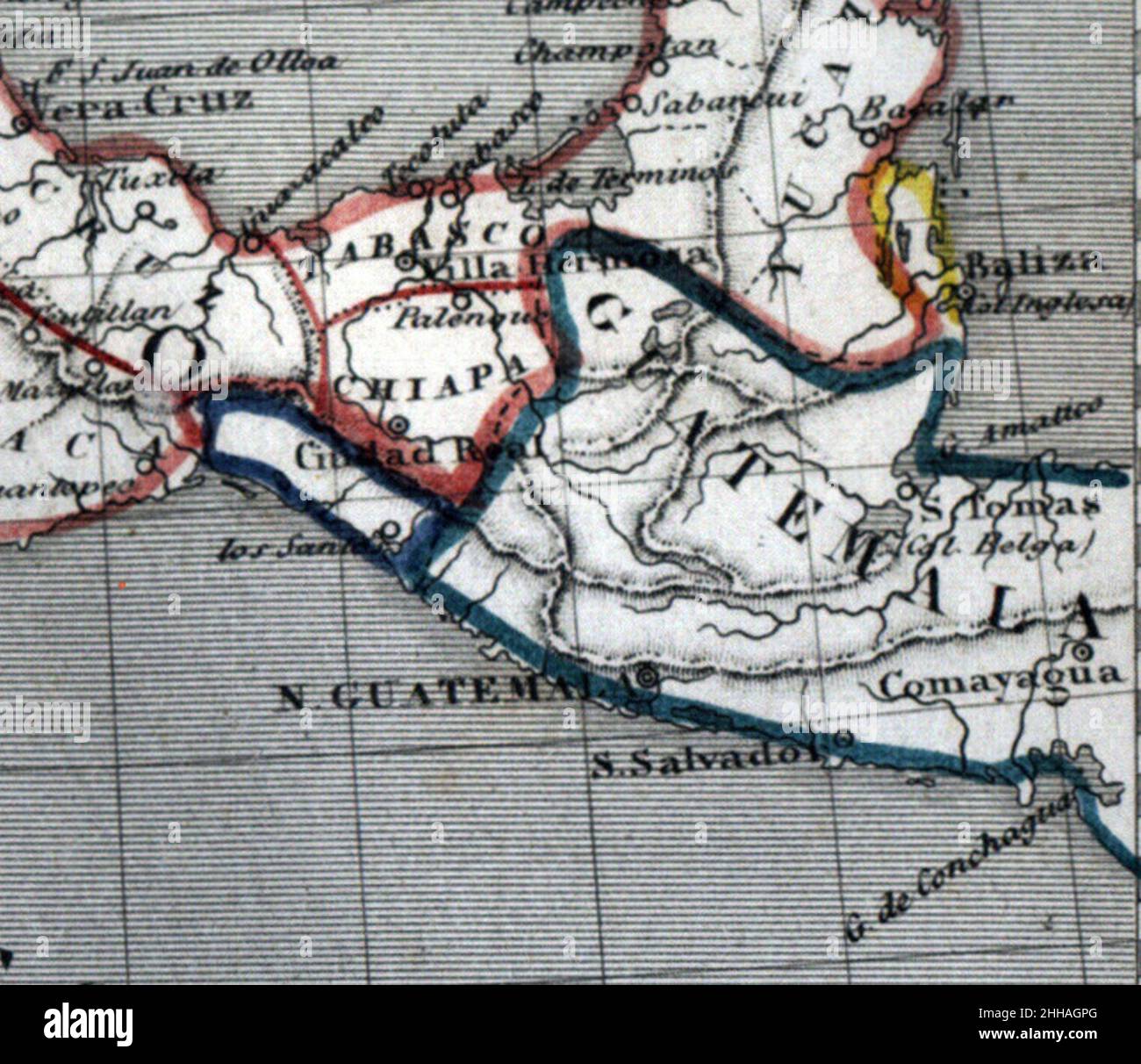 Soconusco in 1853 Map of Mexico Gaspar y Roig Stock Photo - Alamy