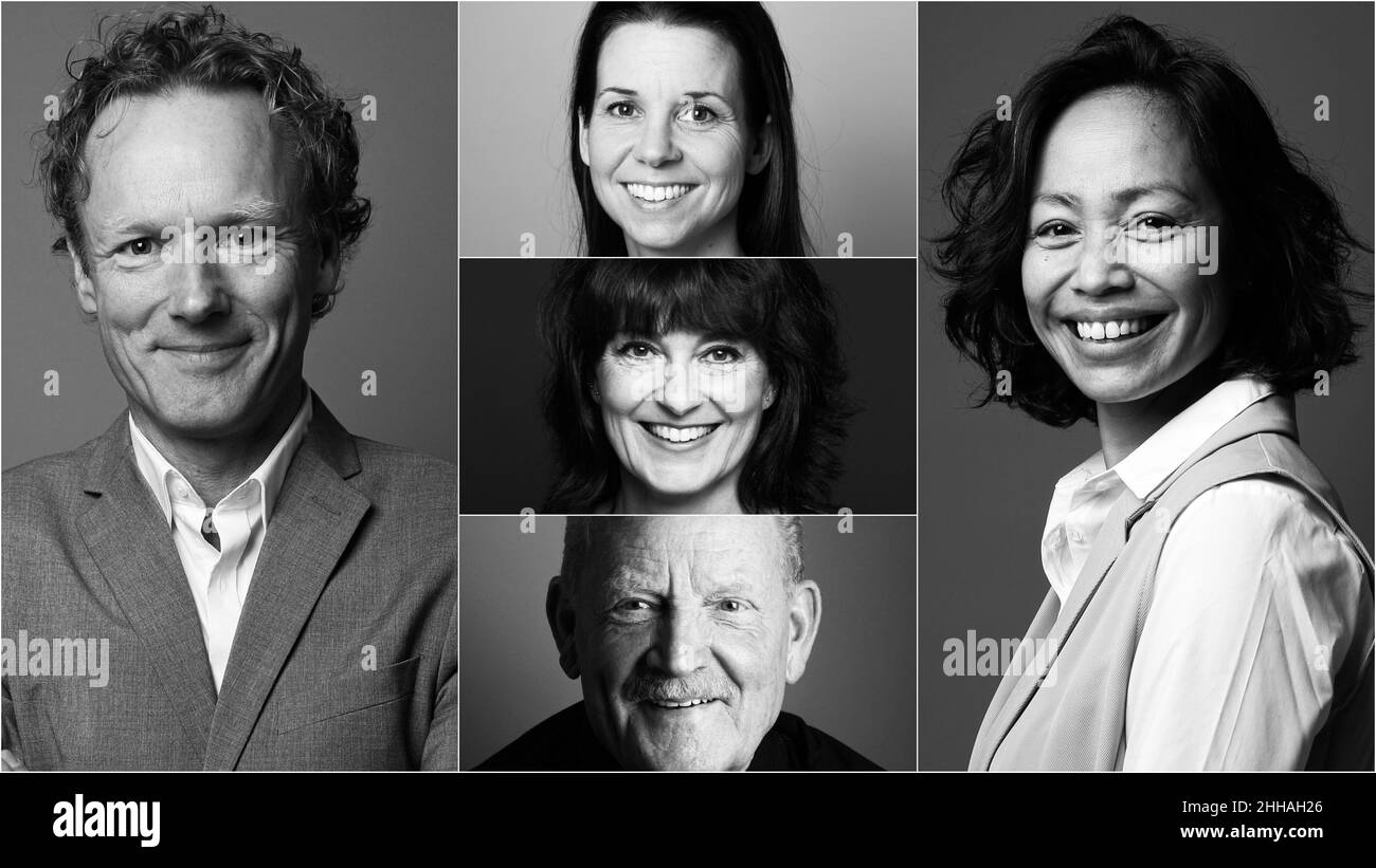 Group of people in a collage Stock Photo - Alamy