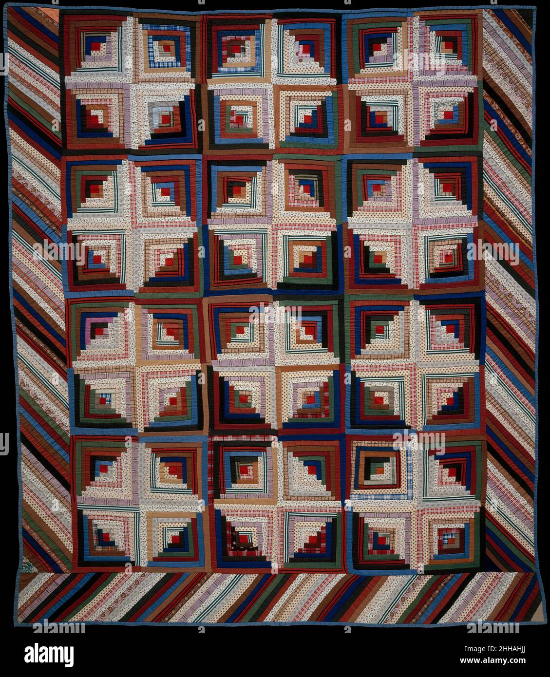 Quilt, Log Cabin pattern, Light and Dark variation ca. 1865 American ...