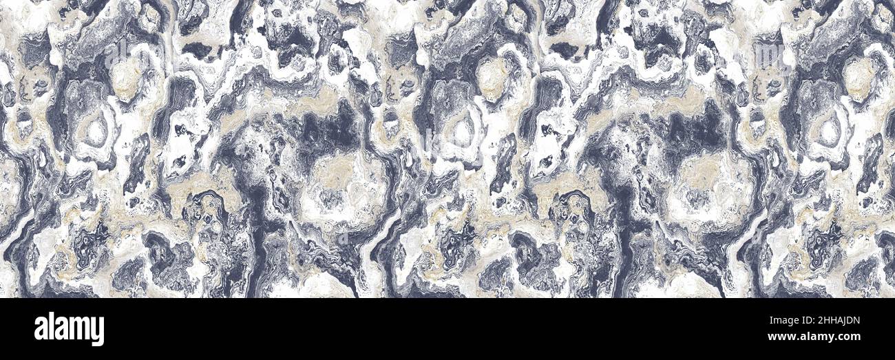 Grey tonal marbled seamless border texture. Irregular pale ink blotch ...