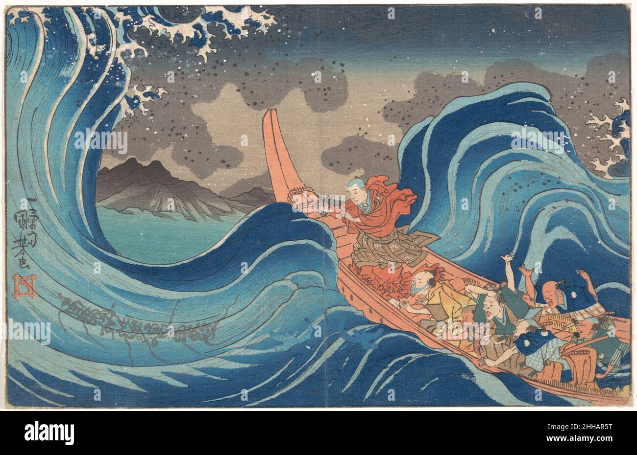 Monk Nichiren Calming the Stormy Sea ca. 1835 Utagawa Kuniyoshi ...