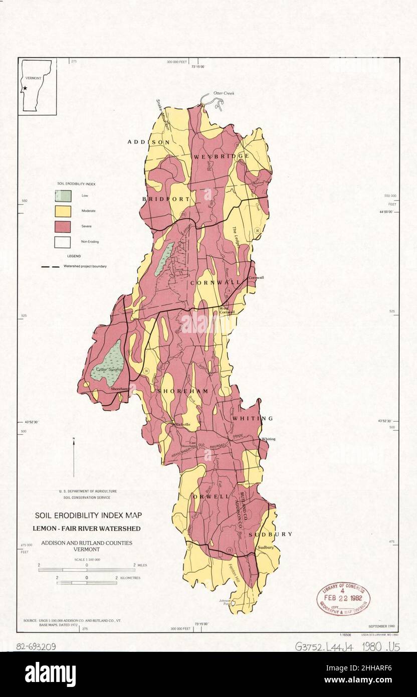 Soil erodibility index map, Lemon-Fair River Watershed, Addison and ...
