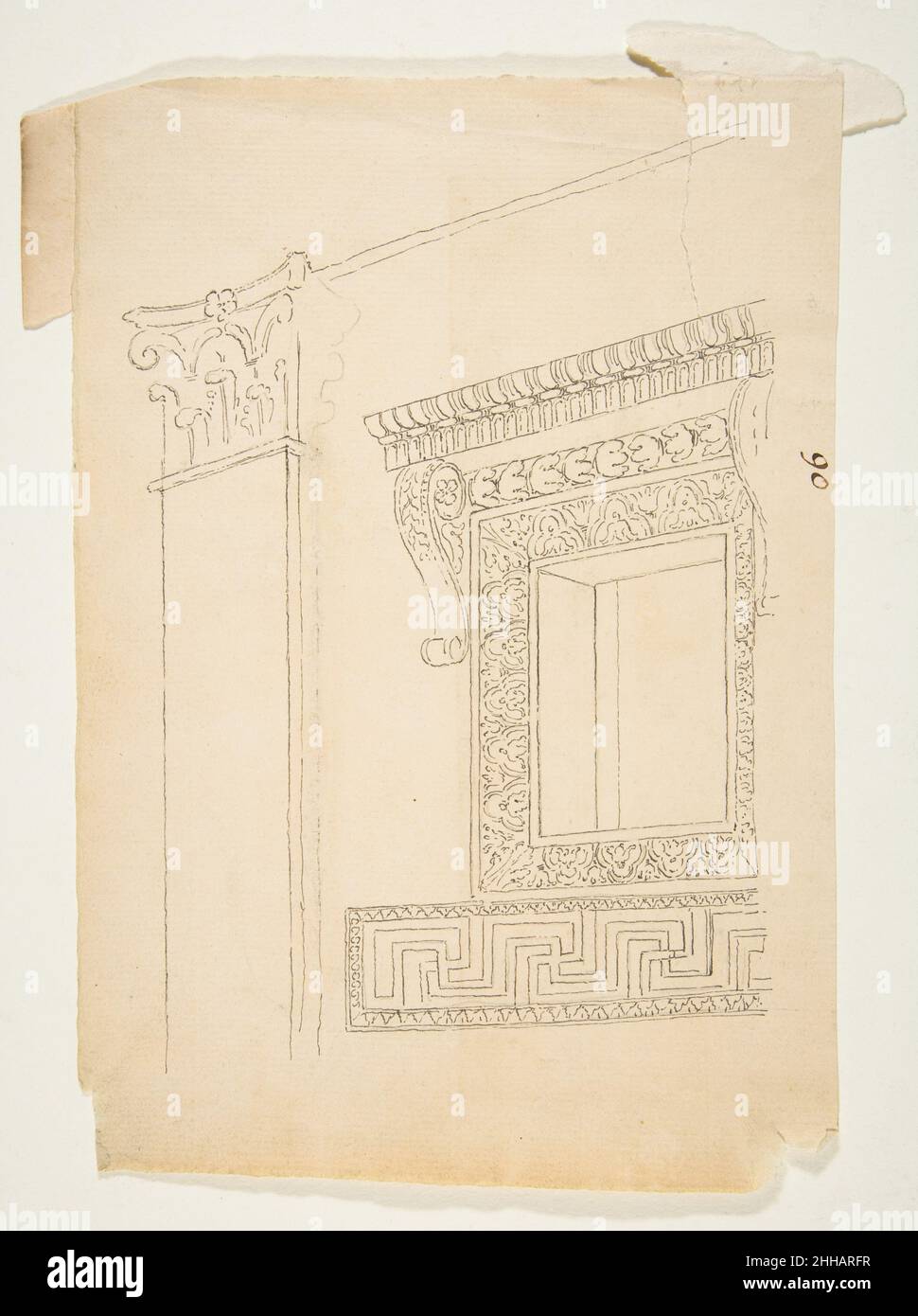 Drawing After an Architectural Fragment with a Corinthian pilaster 19th ...