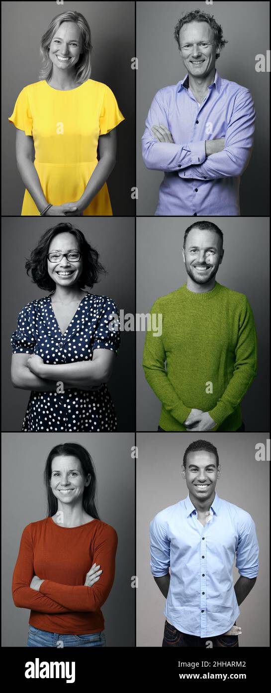 Group of people in a collage Stock Photo - Alamy