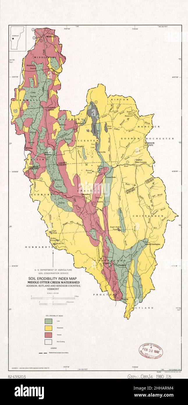 Soil erodibility index map, middle Otter Creek Watershed, Addison ...