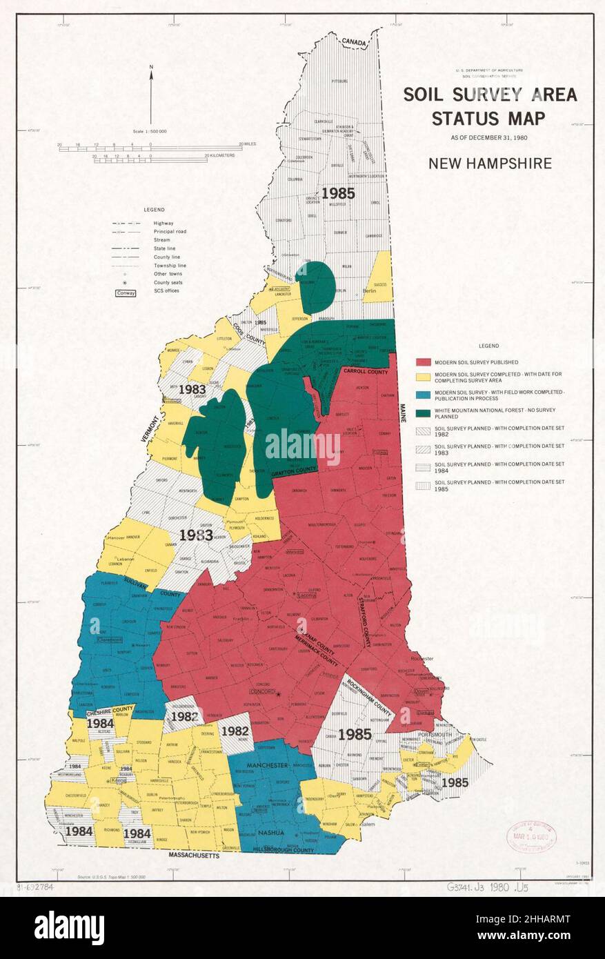 Soil survey area status map, as of December 31, 1980, New Hampshire ...