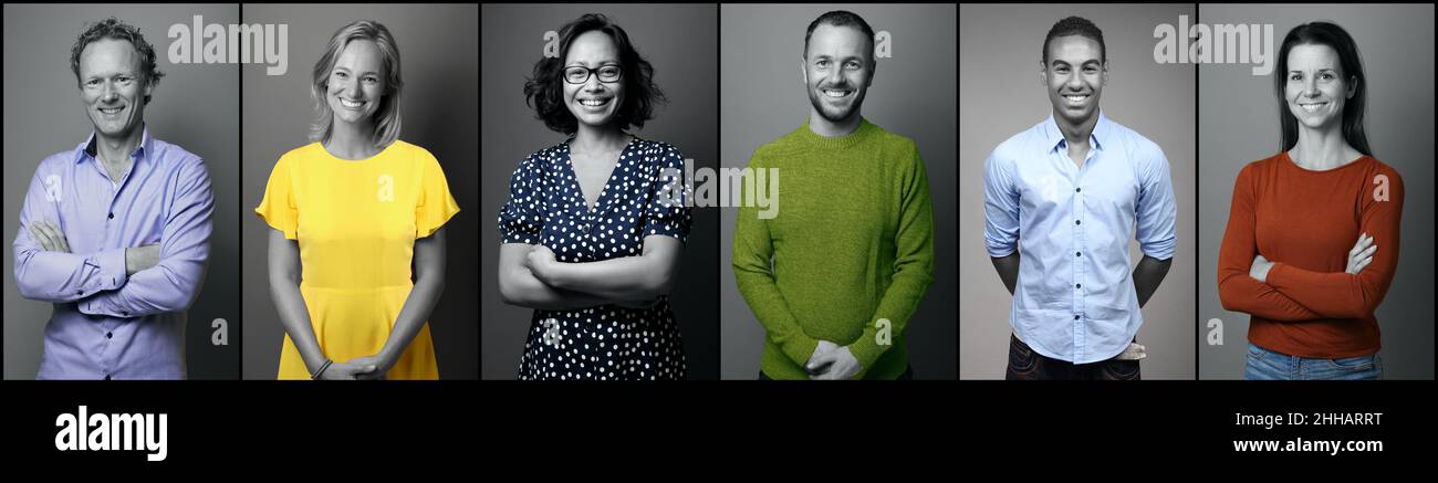 Group of people in a collage Stock Photo - Alamy