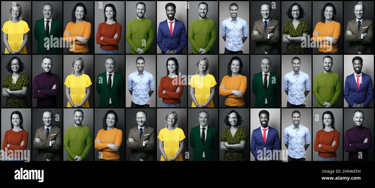 Group of people in a collage Stock Photo - Alamy