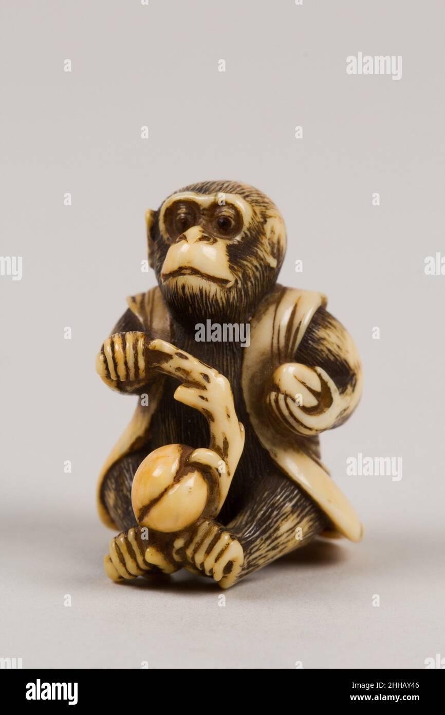 Netsuke in the Shape of a Monkey with a Peach 19th century Japan ...