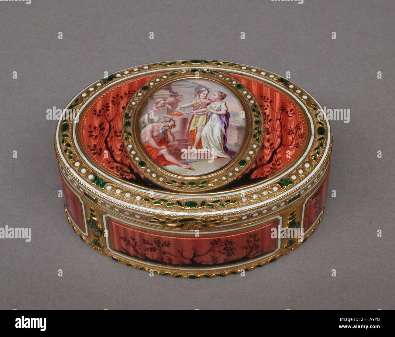 Snuffbox with scene of two maids and cupid at altar of love ca. 1780 ...