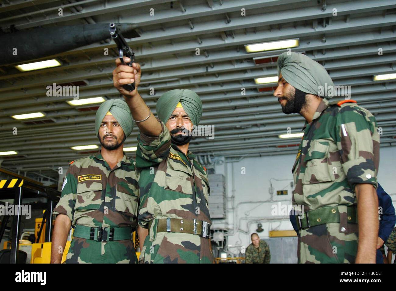 Soldier Sikh LI INF of the Indian Army practices aim during MALABAR ...