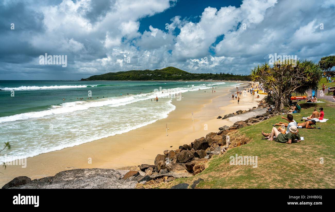 Byron Bay, NSW, Australia - Main Beach with the lighthouse in the ...