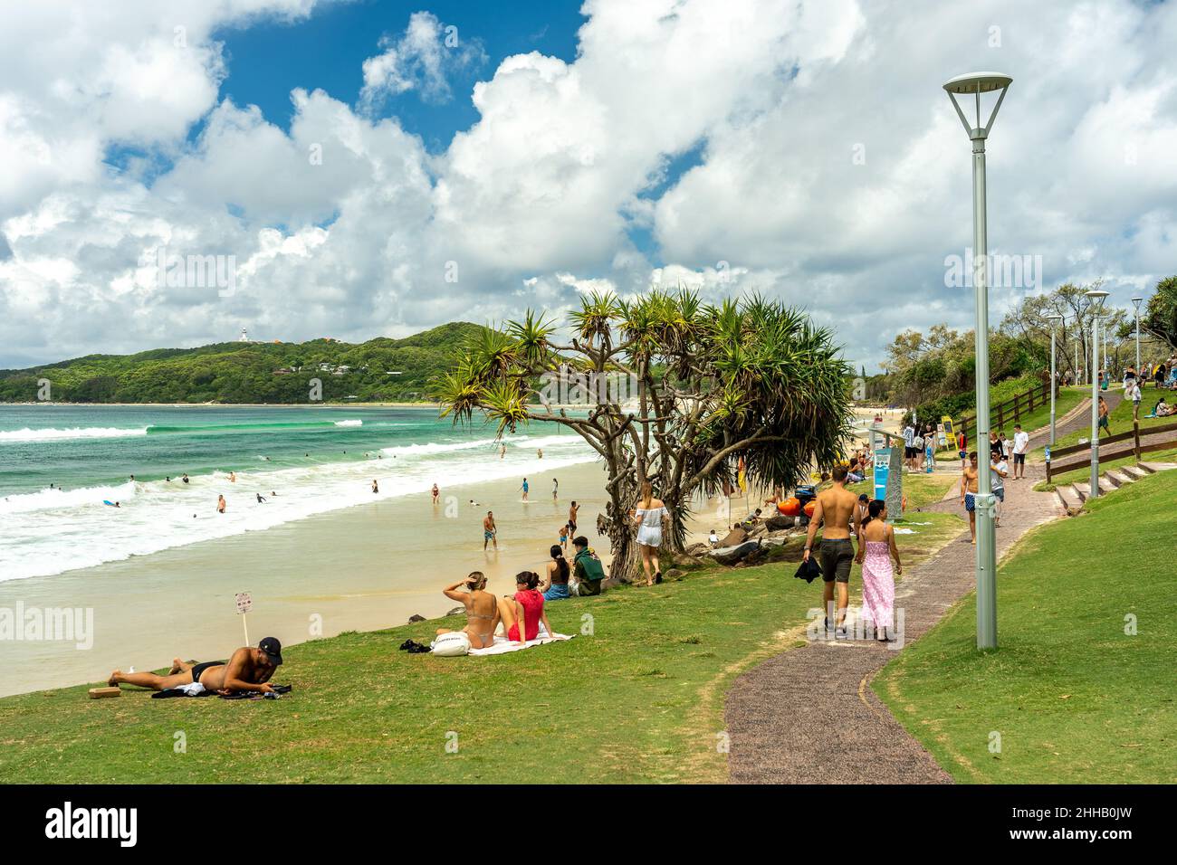 Byron Bay, NSW, Australia - Main Beach with the lighthouse in the ...
