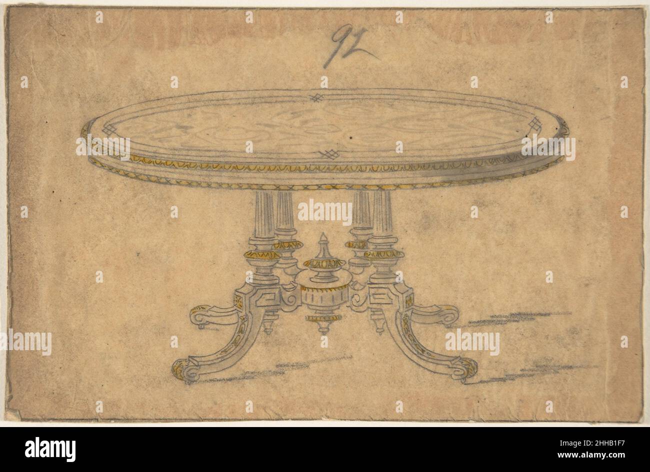 Design for a Round or Oval Renaissance Style Table 19th century ...