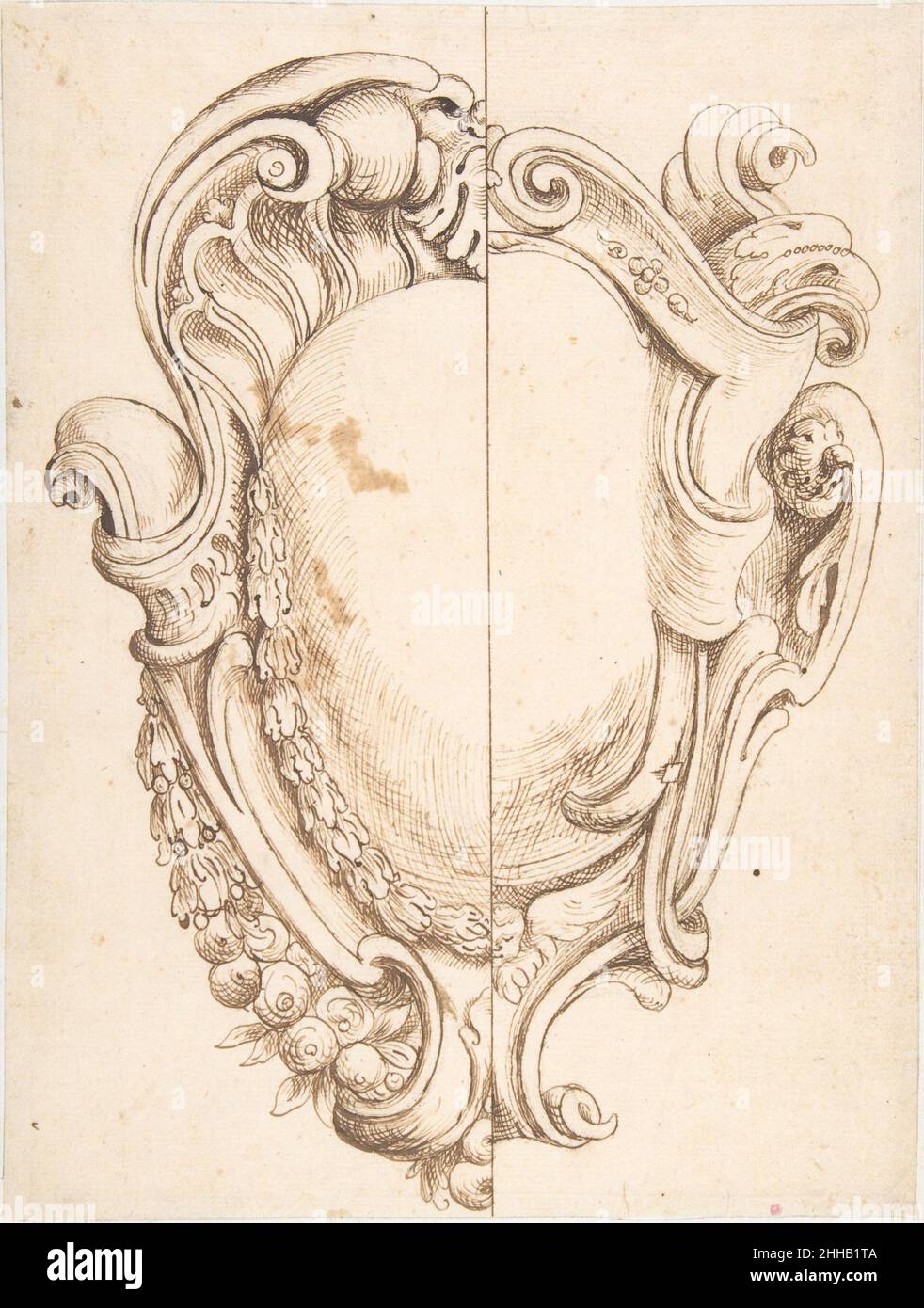 Study with Two Alternate Designs for a Cartouche 19th century Anonymous ...