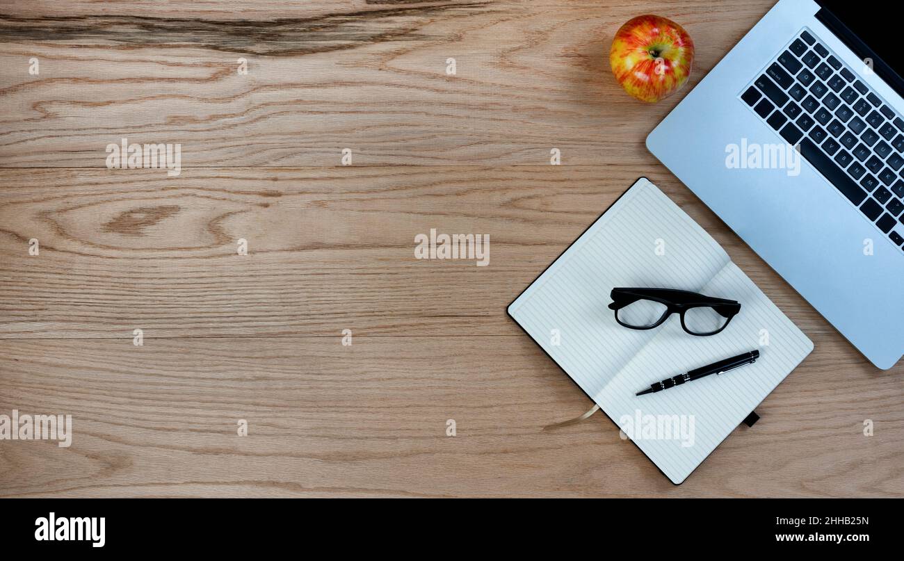 Wood School Desk Top View