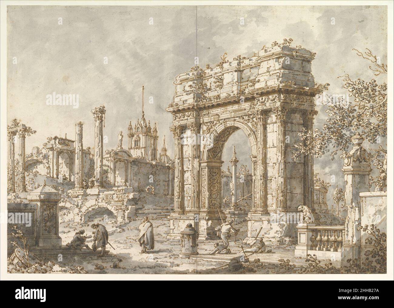 Capriccio with a Roman Triumphal Arch 1720–30 Canaletto (Giovanni ...