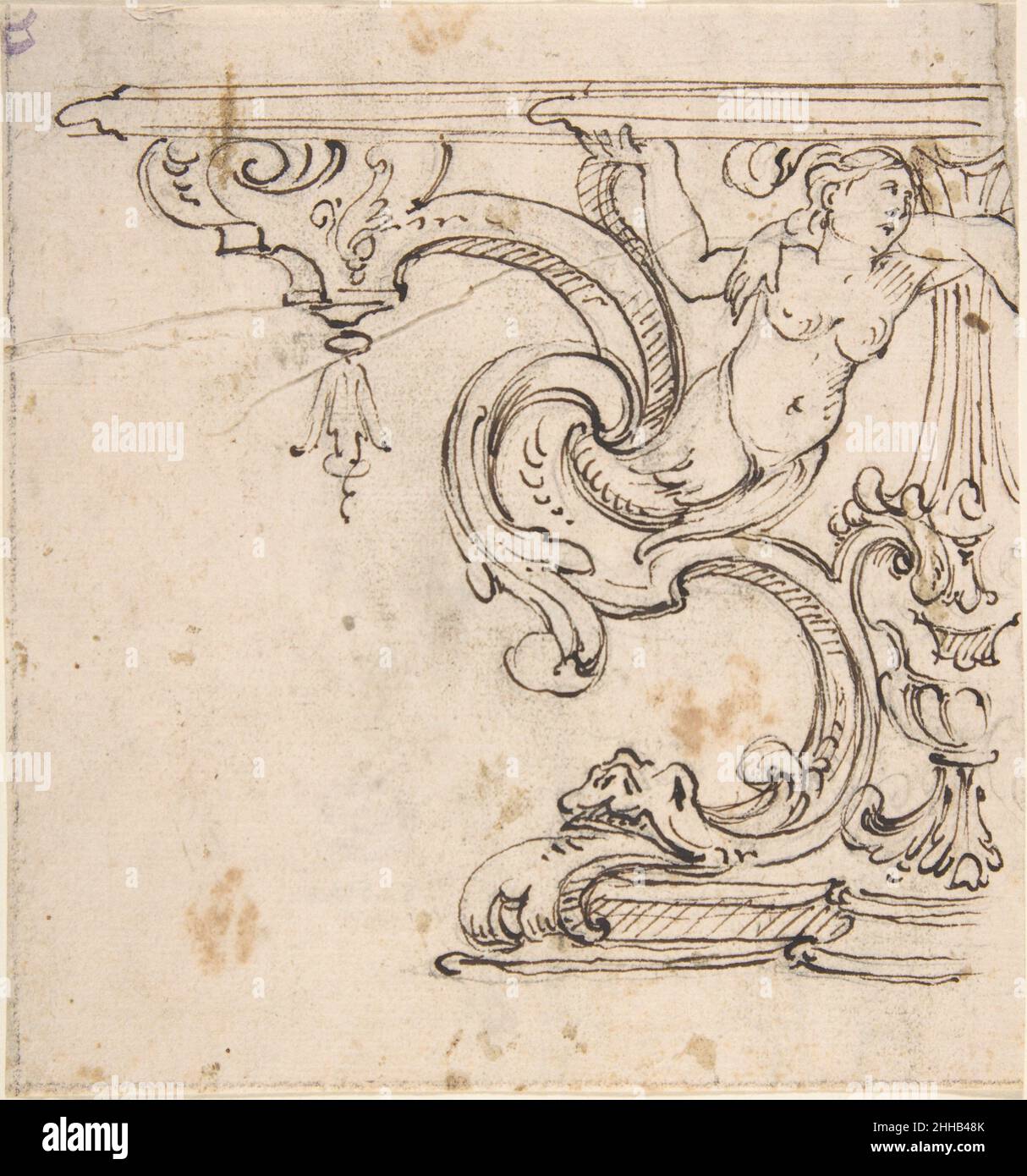 Left Side of the Design for a Table with the Figure of a Siren 17th ...