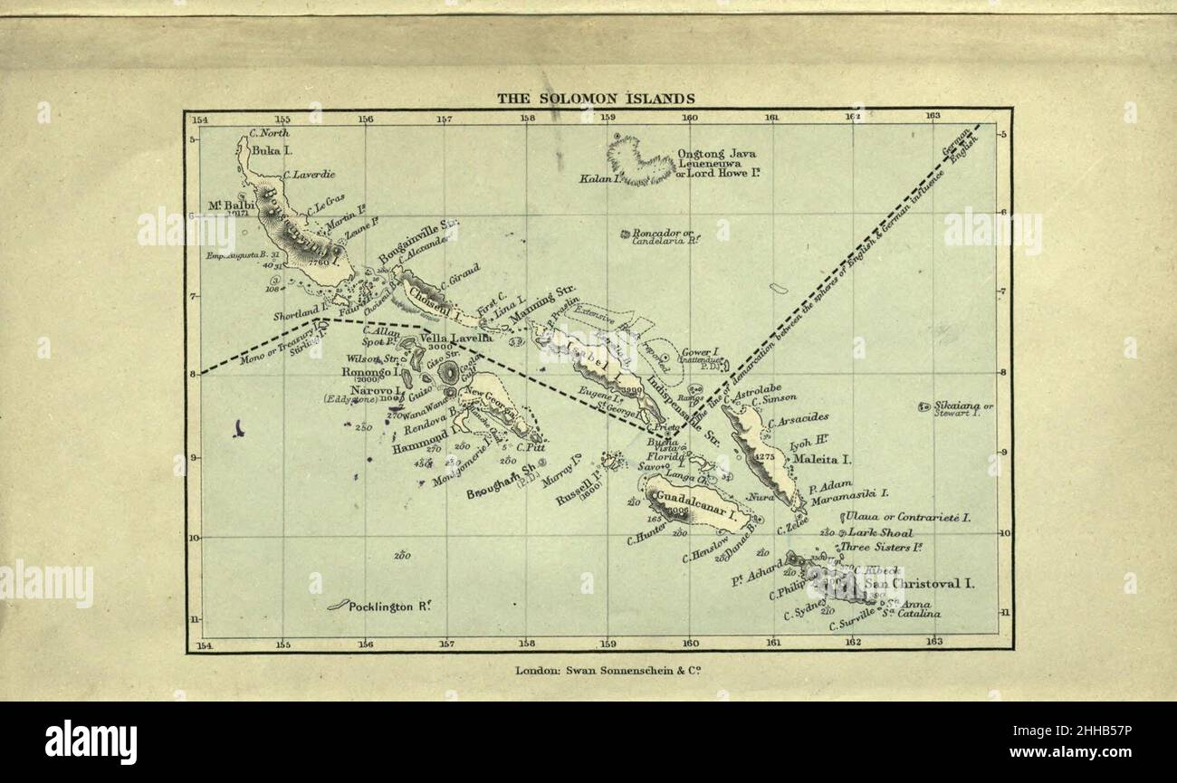 Solomon Islands 1887 map by Guppy Stock Photo - Alamy