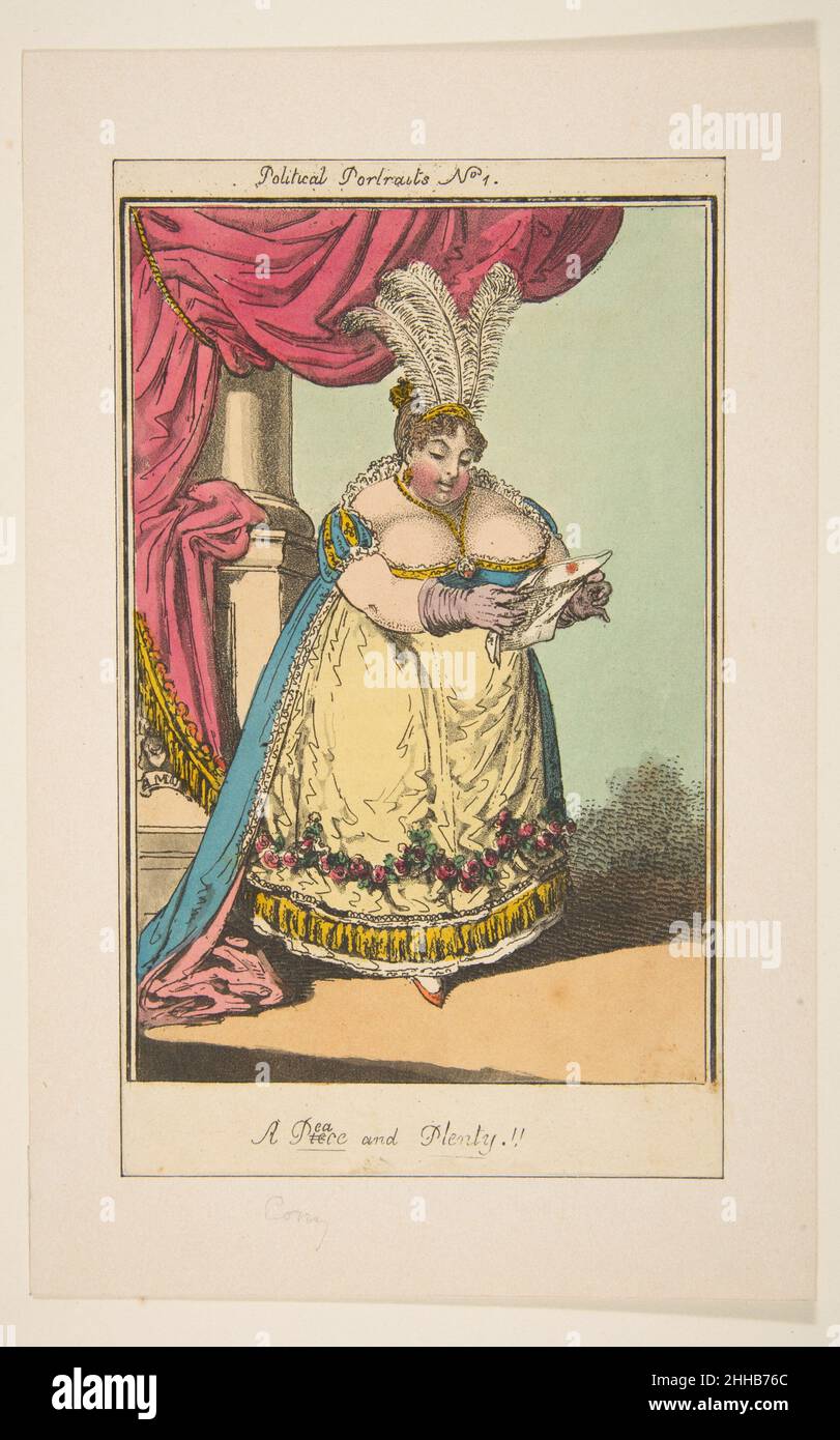Peace (Piece) and Plenty (Political Portraits No. 1) ca. 1820 Anonymous ...