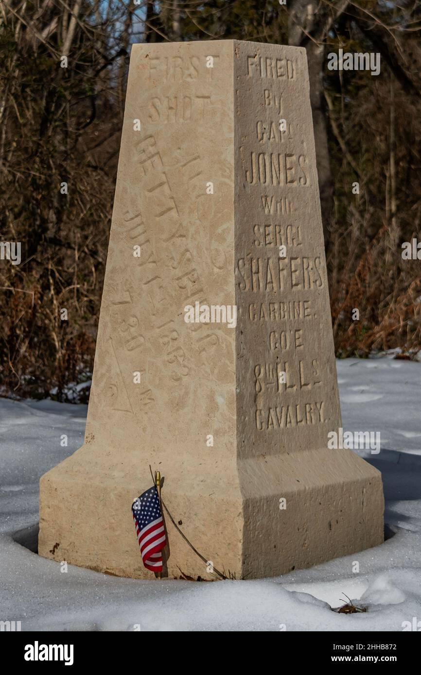 Battle of gettysburg first shot marker hi-res stock photography and ...