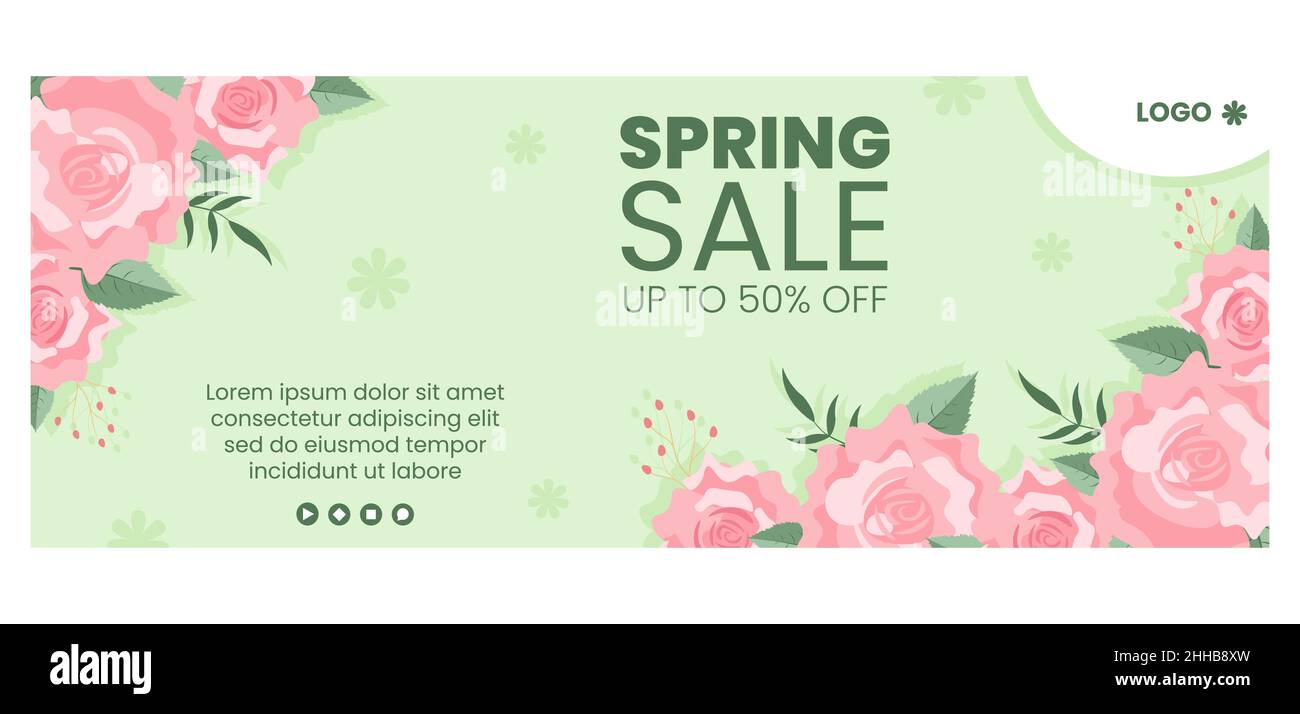 Spring Sale with Blossom Flowers Cover Template Flat Design ...