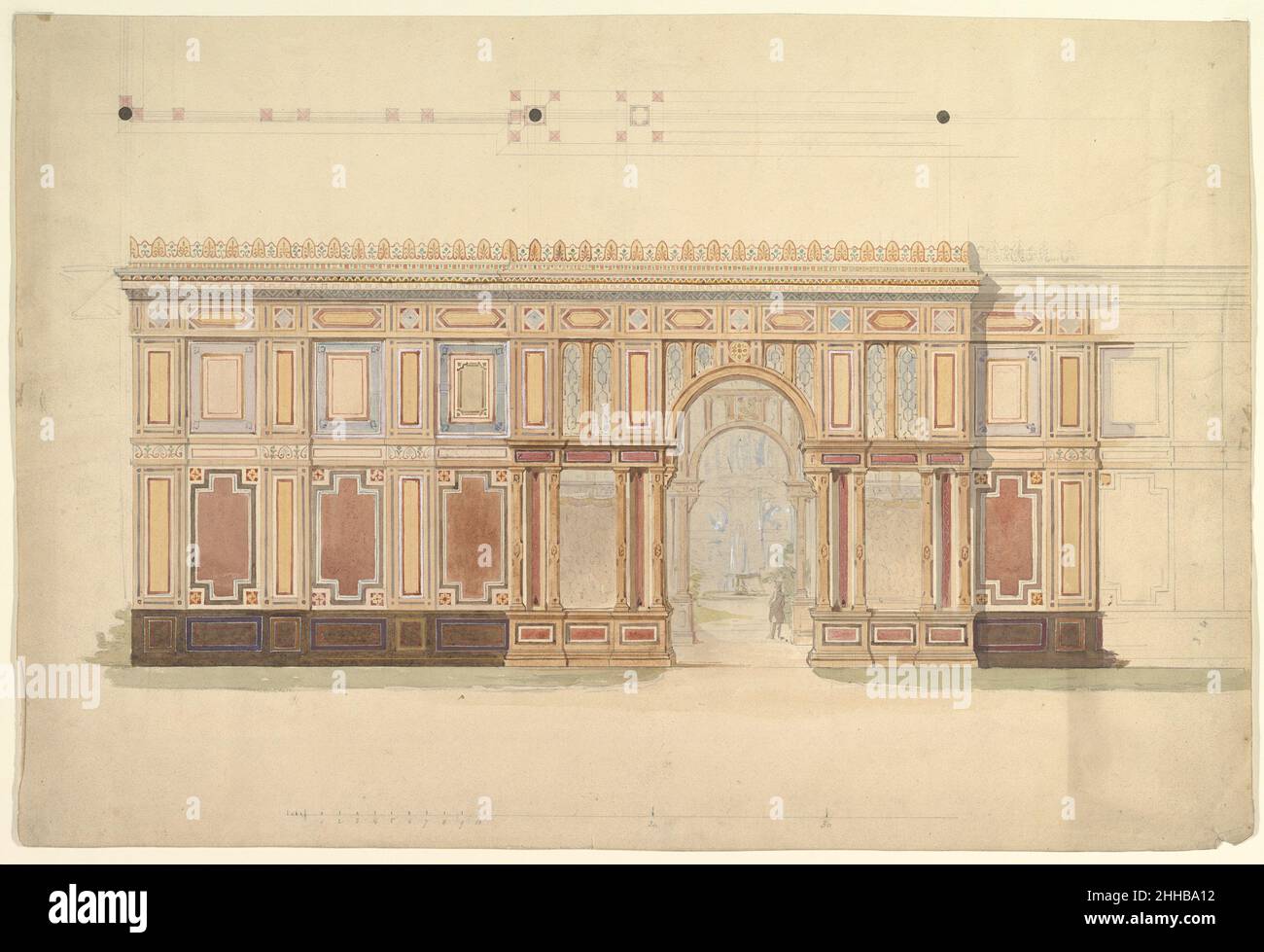 Elevation and Cross-Section of of Gallery Wall 19th century John ...