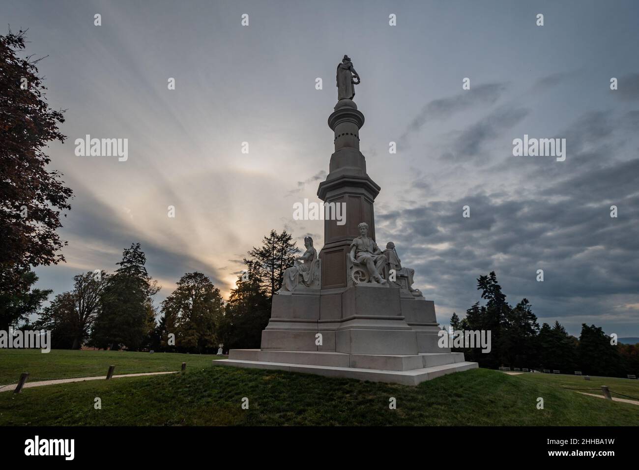 Sunset At Gettysburg National Cemetery, Pennsylvania USA Stock Photo ...