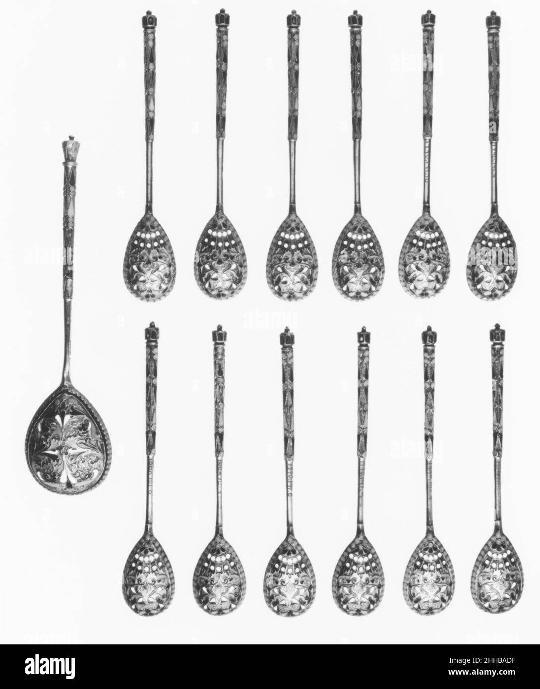 Twelve long-handled teaspoons 1895 Russian. Twelve long-handled ...