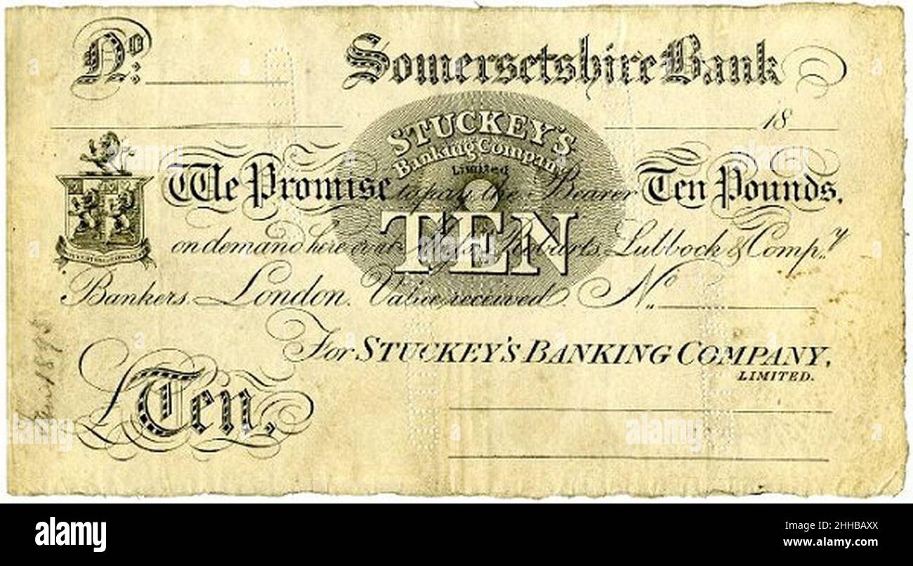 Somersetshire Bank £10 note Stock Photo - Alamy