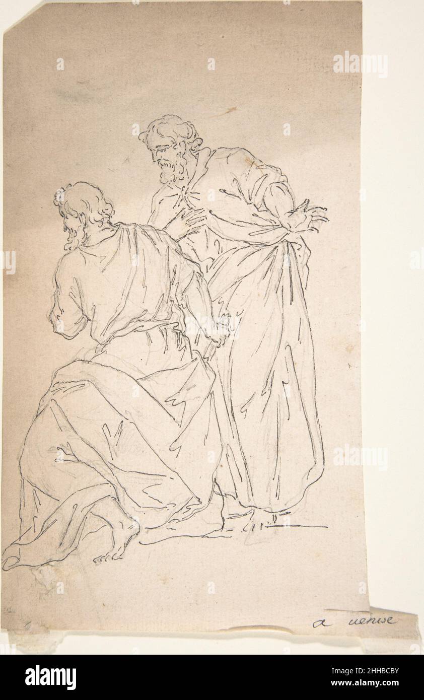 Sketch of Two Male Figures in Classical Costume 18th century Anonymous ...