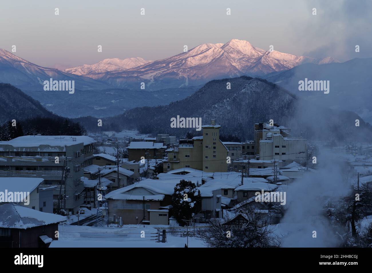 Yudanaka, Nagano, Japan, 2022/22/01 , View of the city of Yudanaka ...
