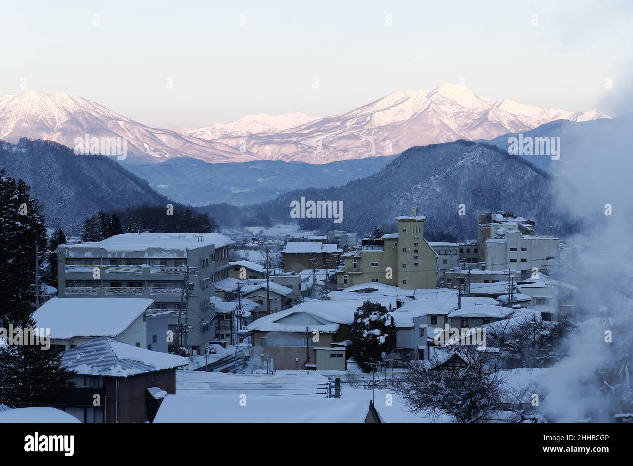 Yudanaka, Nagano, Japan, 2022/22/01 , View of the city of Yudanaka ...