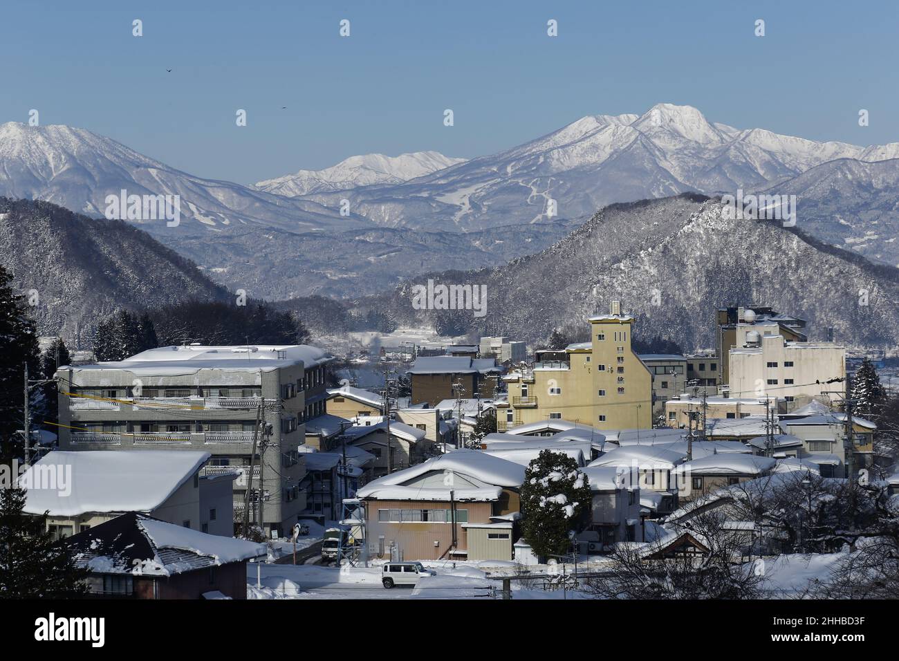 Yudanaka, Nagano, Japan, 2022/22/01 , View of the city of Yudanaka ...