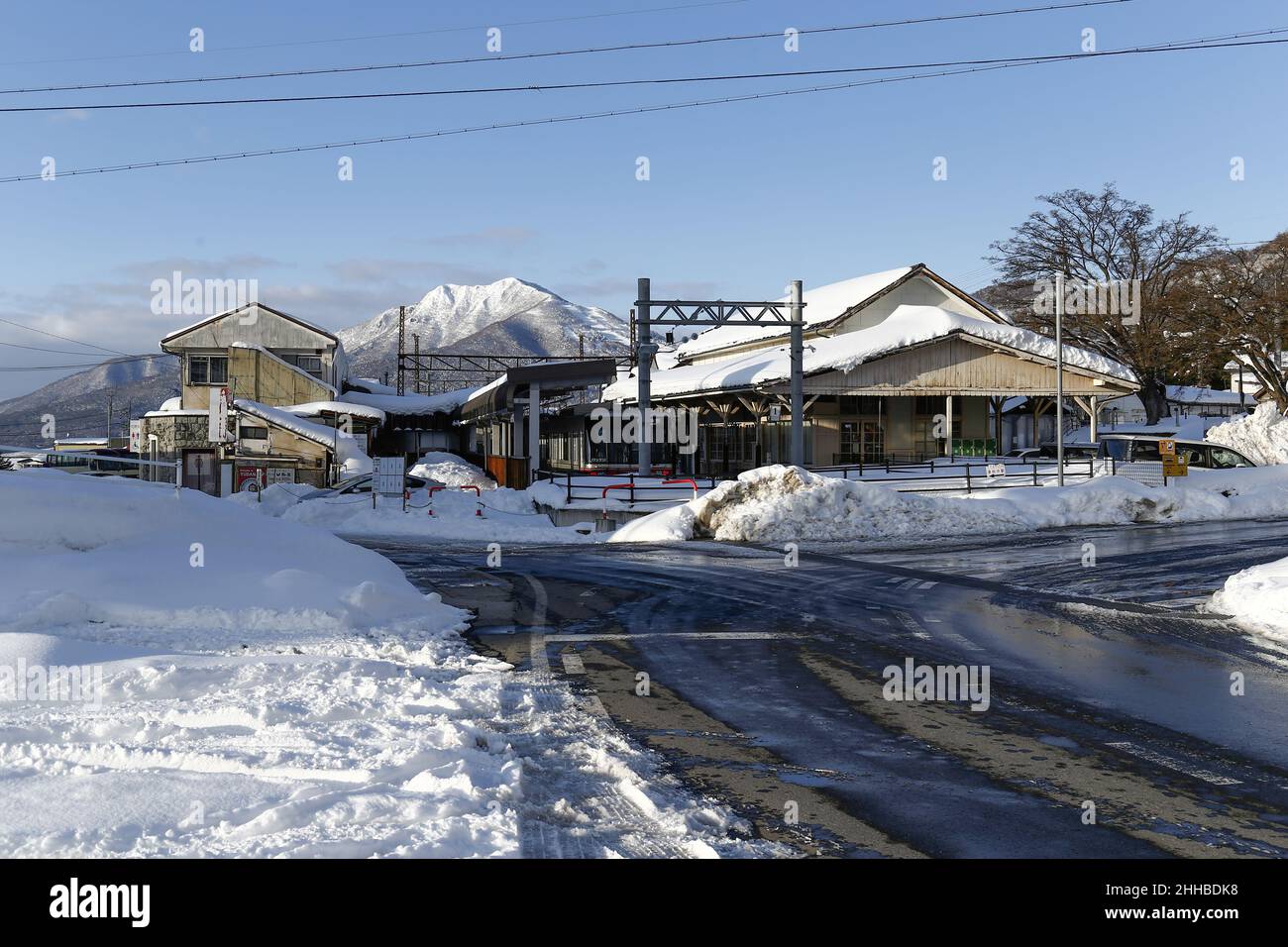 Yudanaka, Nagano, Japan, 2022/22/01 , station of Yudanaka Onsen in ...