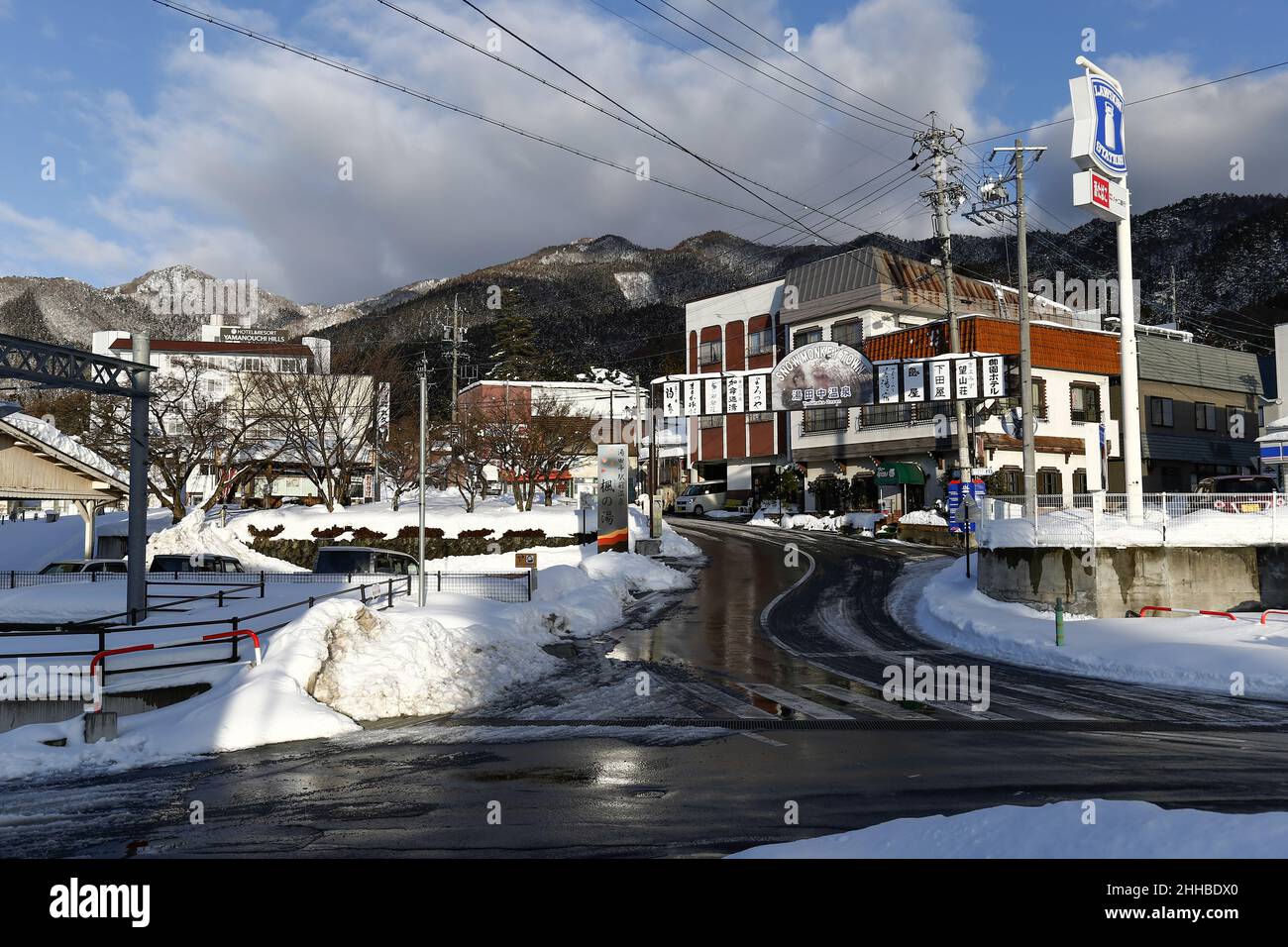 Yudanaka, Nagano, Japan, 2022/22/01 , Yudanaka Onsen entrance, view ...