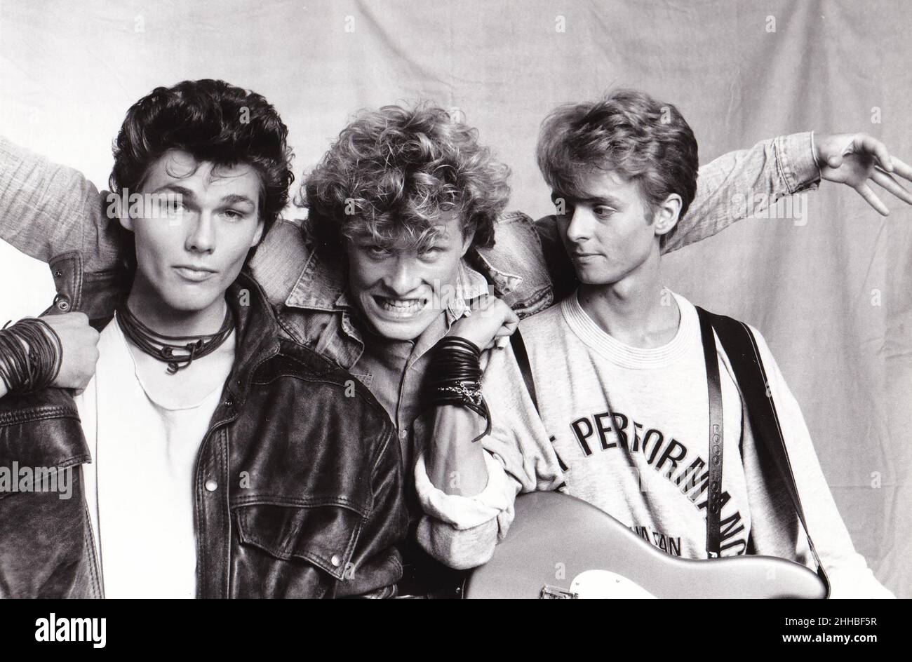 Portrait of Ah-ha taken backstage at American Bandstand in California ...