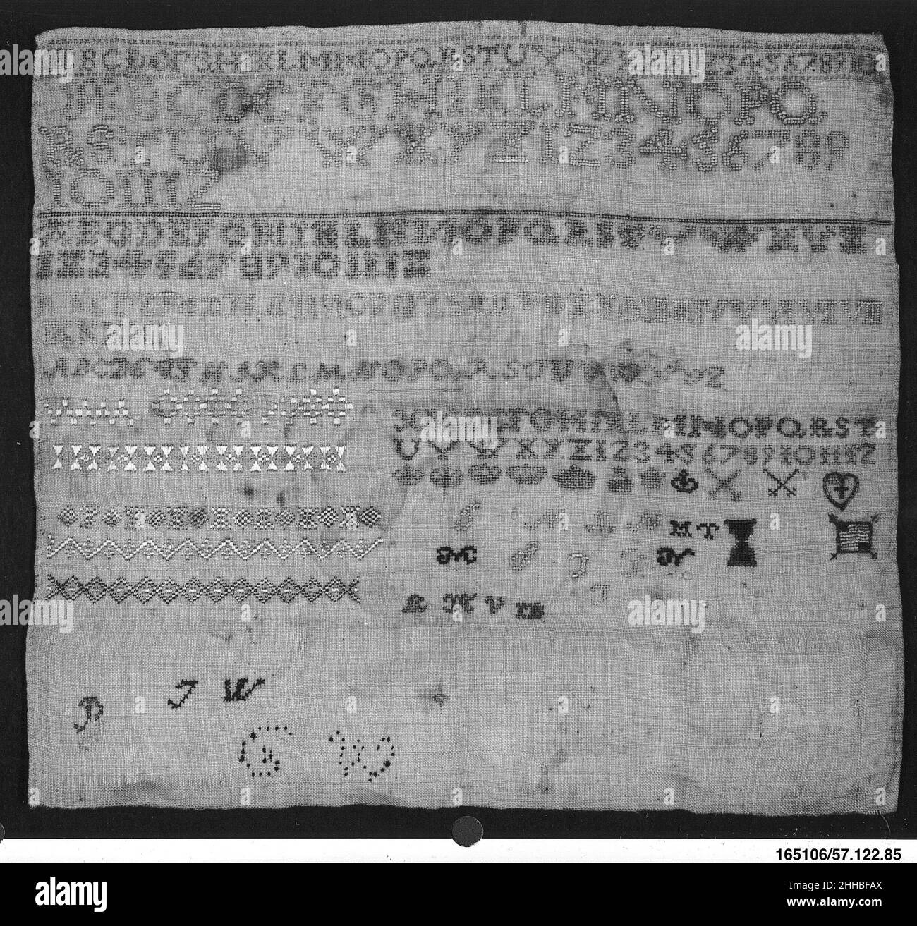 Sampler 18th century German. Sampler 228013 Stock Photo - Alamy