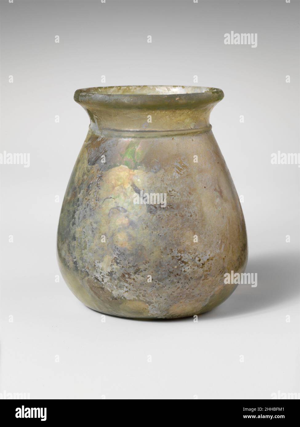 Glass jar 3rd–4th century A.D. Roman Colorless with yellow green tinge ...